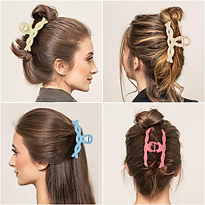 CNHUALIN 4 Macaron Hair Claw Clips - 4.3 Inch To Hold Hair Without Sliding Out Of Place Hair Clamps，Claw Clips For Thick Hair