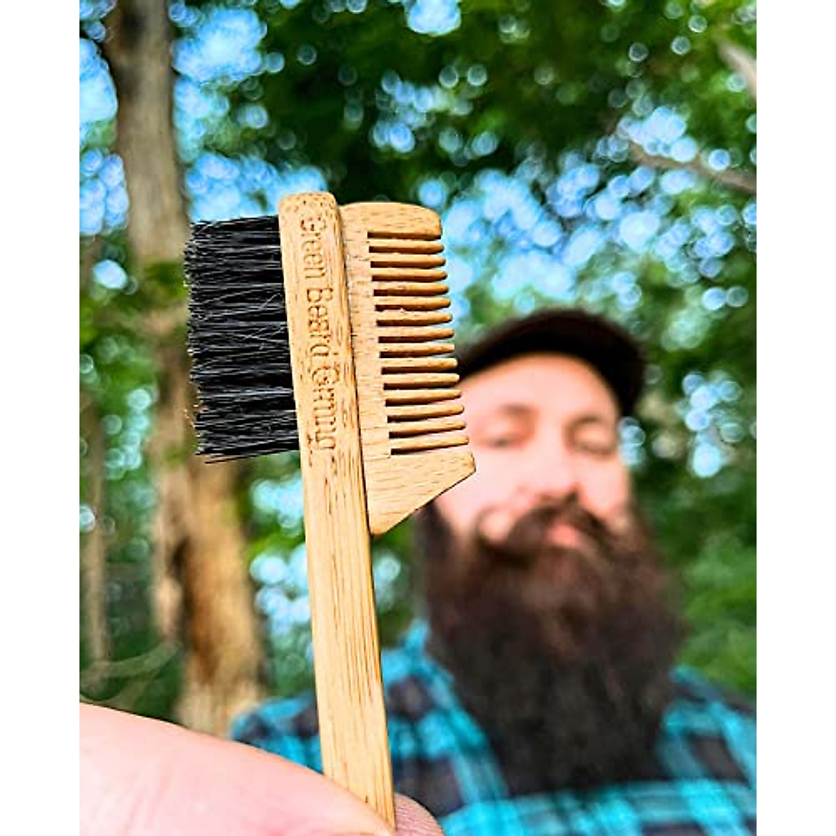 Pocket Sapling Mustache Brush & Comb (2-Pack) from Green Beard Grmng - Boar Bristle & Bamboo
