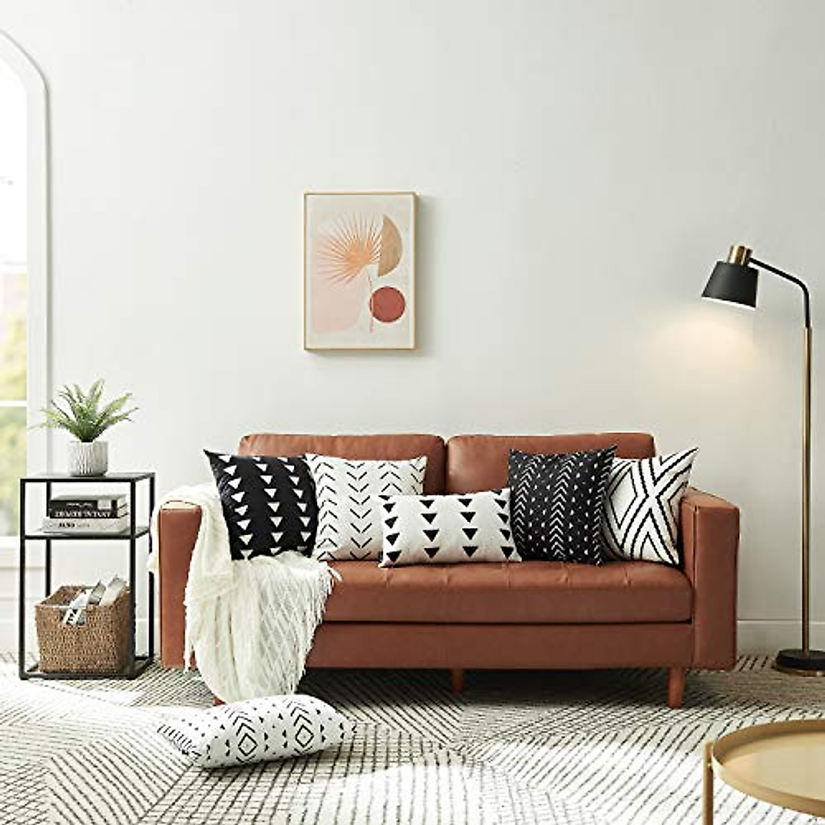 Nestinco Set of 2 Black Pillow Covers 22 x 22 inches Boho Tribal Polyester Blend Square Decorative Throw Pillow Covers for Sofa Couch Bed Decor