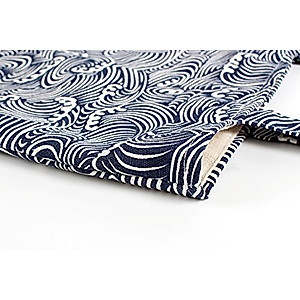 Chezi Japanese Pattern Cotton Canvas Tote Bag (wave/zip)