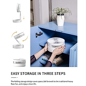 Oscillating Fan with Remote Control, 7200mAh Rechargeable Battery Operated Travel Fan for Camping, 4 Speed, Timer, Height Adjustment Portable Foldable Fan for Travel , Outdoor, Home (White)