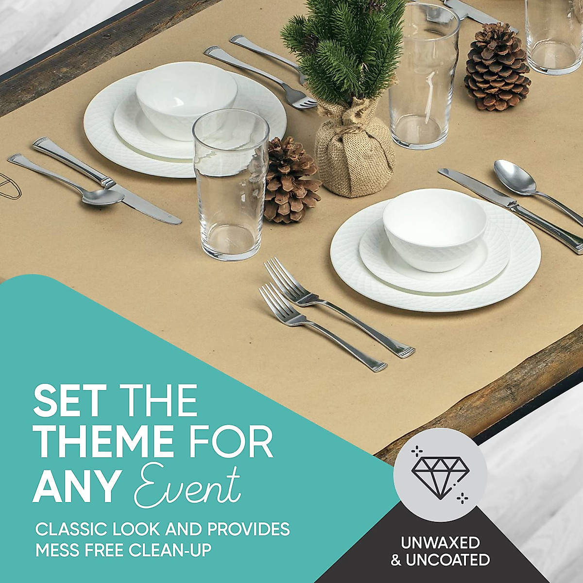 Brown Kraft Paper Jumbo Roll 17.75” x 1200” (100ft) Made in USA- Ideal for Gift Wrapping, Packing Paper for Moving, Art Craft, Shipping, Floor Covering, Wall Art, Table Runner, 100% Recycled Material