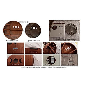 Kuuza Crescent Moon Shelf for Crystals | Moon Phase Shelf | Wooden Moon Shelf | Wall Decoration for Stone Crystals and Essential Oils | Moon Phases Wall Art, Brown, 17 inch x 17 inch x 3.4 inch