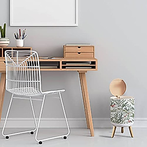 Small Trash Can with Lid Watercolor Seamless with Winter Leaves Branches Berries Bullfinch Bird 7 Liter Round Garbage Can Elasticity Press Cover Lid Wastebasket for Kitchen Bathroom Office 1.8 Gallon