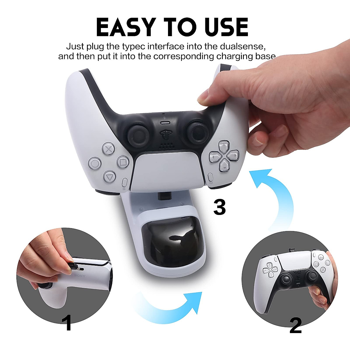 HEATFUN USB C Adapters, Small USB C Adapter Compatible with DOBE PS5 Charging Dock - 4 Packs