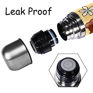 Stainless Steel Leather Vacuum Insulated Mug Bear Thermos Water Bottle for Hot and Cold Drinks Kids Adults 16 Oz