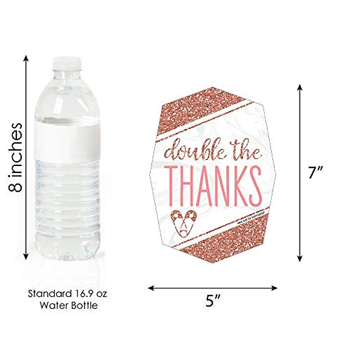 Big Dot of Happiness It's Twin Girls - Shaped - Pink and Rose Gold Baby Shower Thank You Note Cards with Envelopes - Set of 12