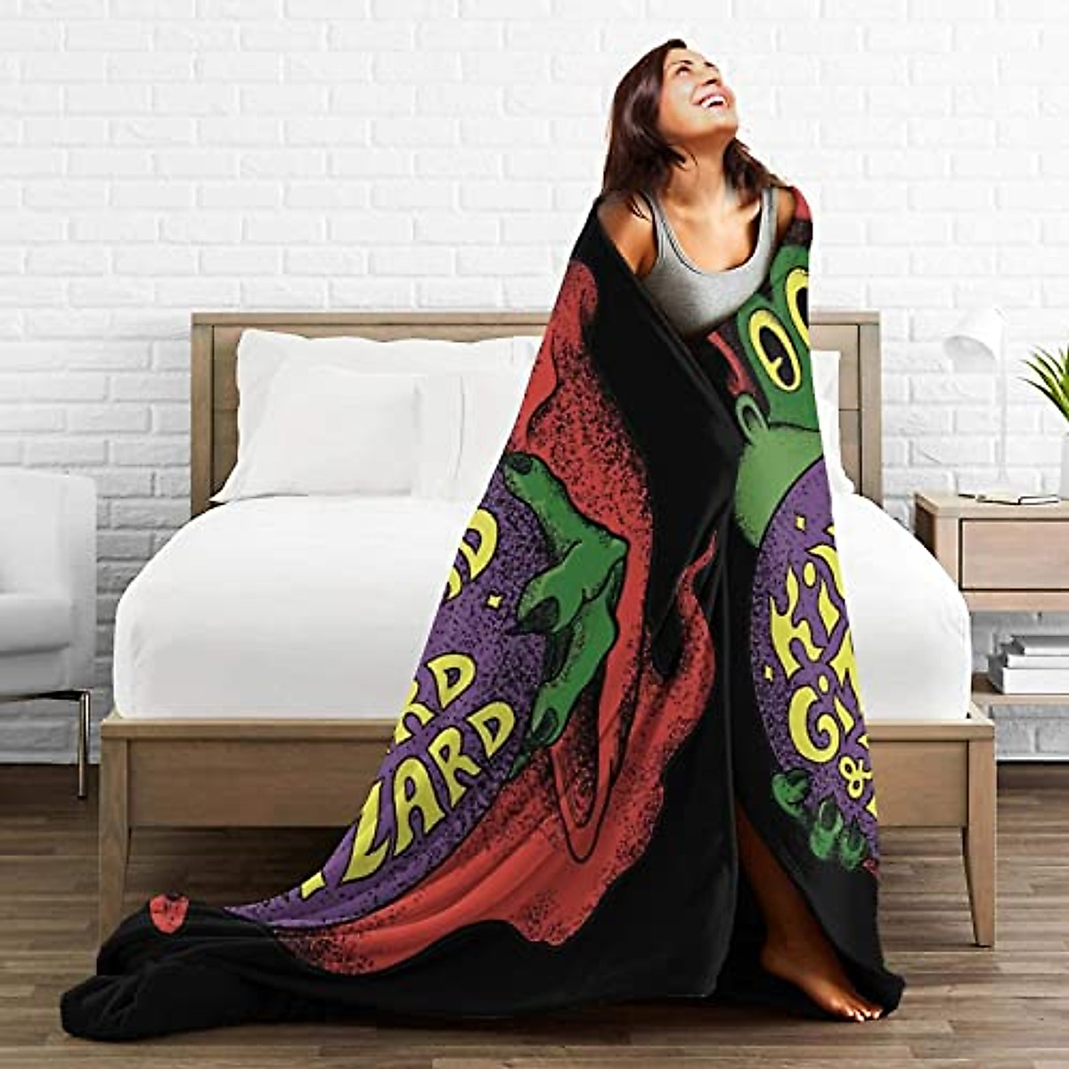 King Music Gizzard and Lizard and Wizard Comfortable and Warm Super Soft Blanket for Home Decoration Anti-Fleece Flannel Blanket, Suitable for Adults and Children 50"x40"