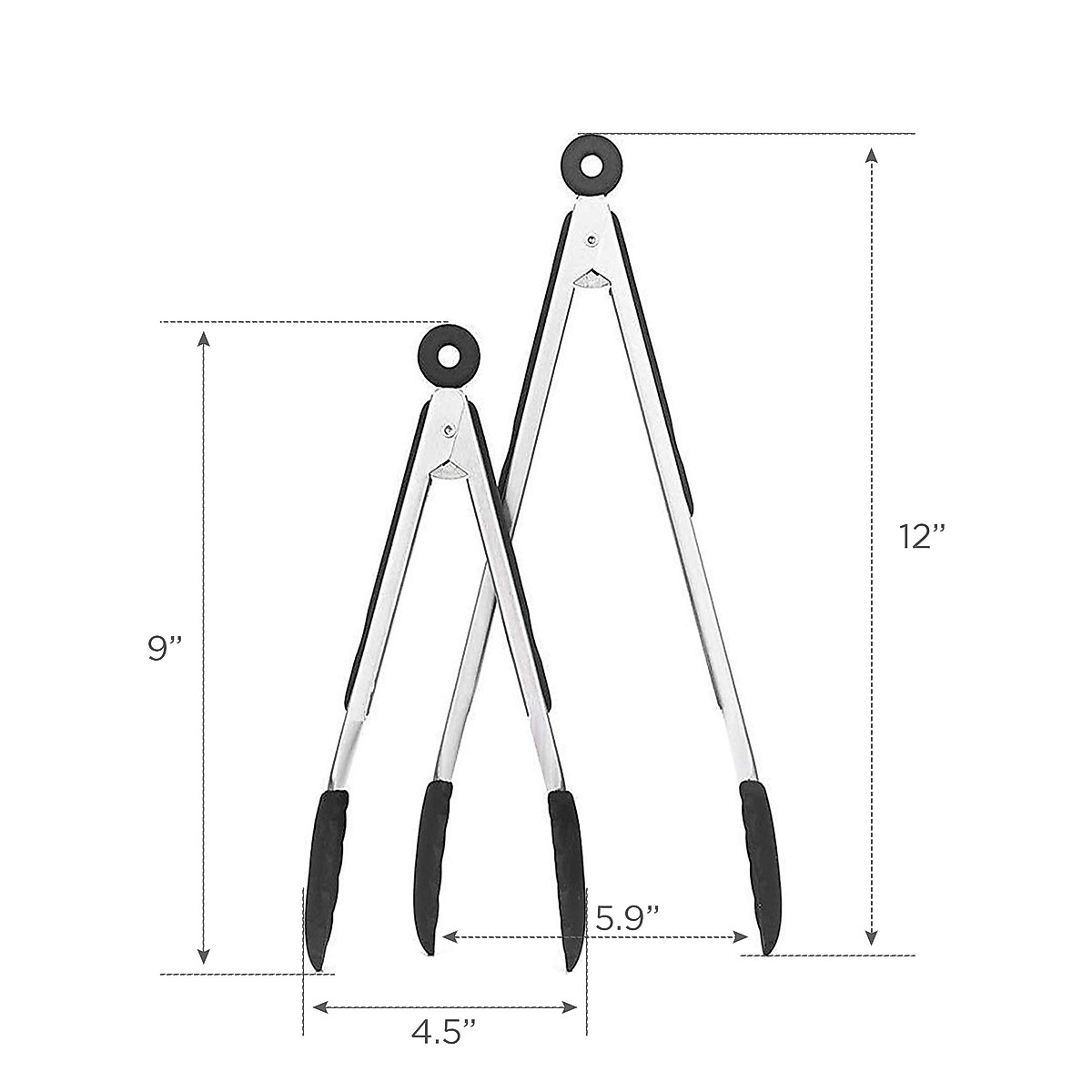 Daily Kitchen Slotted Spatula and Cooking Tongs Set Heat Resistant Silicone and Stainless Steel - 3-Piece Set