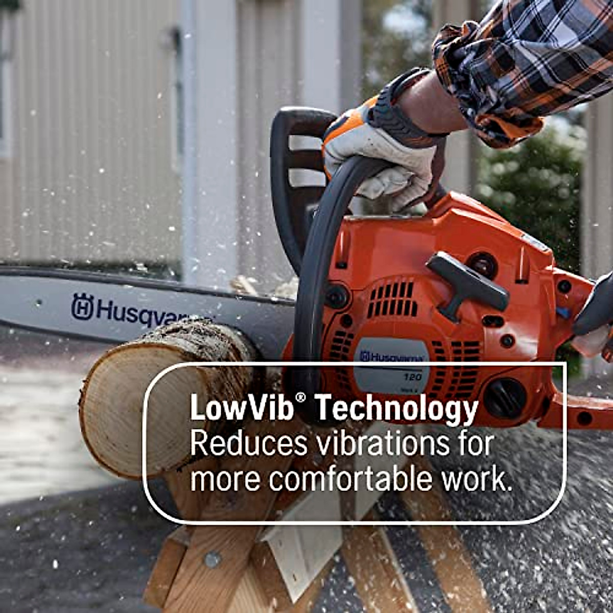 Husqvarna 120 Gas Powered Chainsaw, 38-cc 1.8-HP, 2-Cycle X-Torq Engine, 16 Inch Chainsaw with Automatic Oiler, For Wood Cutting, Light Felling and Limbing