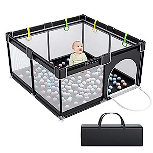 YOBEST Baby Playpen, Playpens for Babies, Extra Large Infant Playard with Gates, Portable Babys Fence, Indoor & Outdoor Toddler Play Pen Activity Center, Sturdy Safety Baby Play Yard