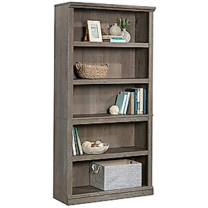 Pemberly Row Contemporary 5-Shelf Tall Wood Bookcase in Mystic Oak