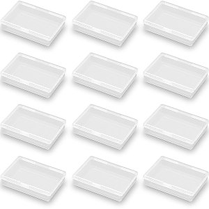 Farmer Mani 12 Pieces Rectangular Clear Plastic Storage Containers for Tiny Items and Other Craft Projects. (3.94 x 2.76 x 0.95 inch)