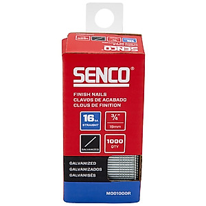 SENCO M001000R 3/4" 16 Gauge Straight Finish Nails, Galvanized Finish 1,000 Count Pack