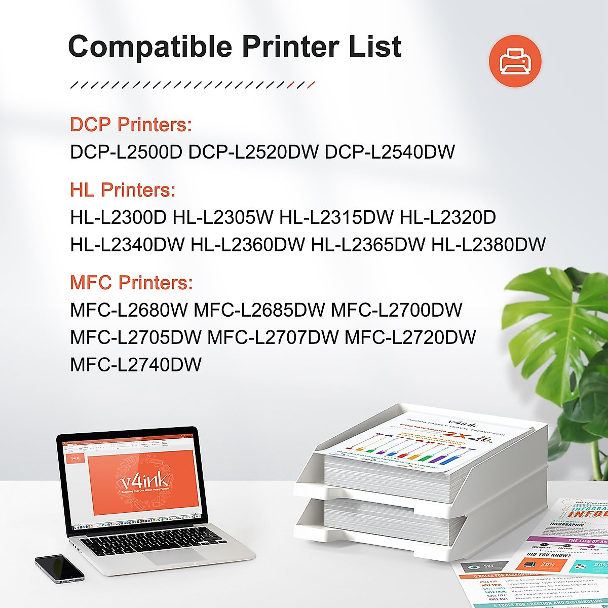 v4ink Compatible DR-630 Drum Replacement for Brother DR630 DR660 Drum for Brother HL-L2300D HL-L2320D HL-L2340DW HL-L2360DW HL-L2380DW MFC-L2700DW MFC L2720DW L2740DW DCP-L2520DW DCP-L2540DW Printer