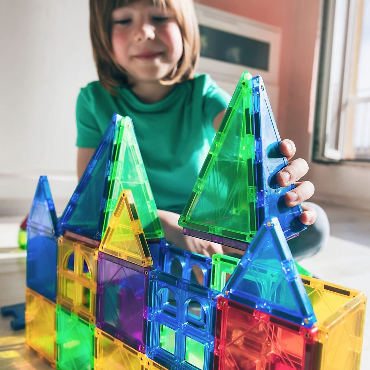 AAA777USA Magnetic 3D Building Block Tiles Learning and Educational Stem Toys for Kids, Toddlers Boys & Girls, Develops Creativity and Motor Skills – 102 Pcs Set