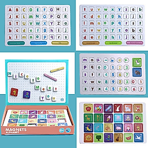 161Pcs Magnetic Letters Numbers Foam Magnets Funny Alphabet Magnets for Fridge Baby Magnets with Zoo and Farm Animals Educational Toy with Magnet Board Spelling Learning Preschool Toy