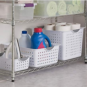 Sterilite Large Ultra Plastic Household Storage Bin Organizer Basket, White