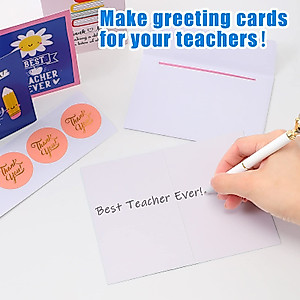 Teling 32 Sets Teacher Thank You Cards with Envelopes and Stickers Teacher Appreciation Gift Bulk Teachers Day Motivational Card Best Teacher Ever Card for Women Teachers Coworker