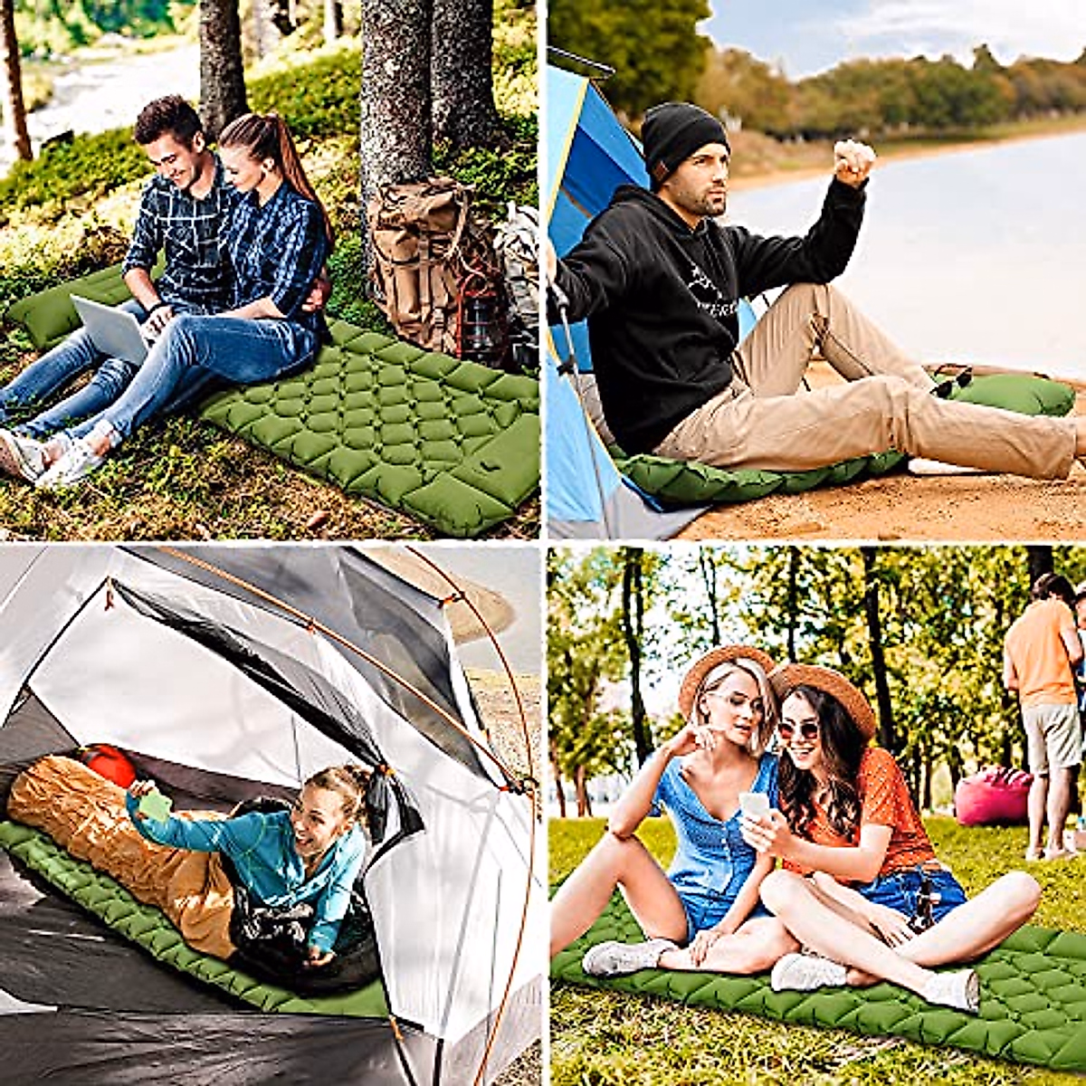 DEHUMI Camping Sleeping Pad - with Built-in Foot Pump, Ultralight Inflatable Camping Pad, Durable Waterproof Camping Mattress, Portable Compact Sleeping Pad for Camping, Backpacking, Traveling, Hiking
