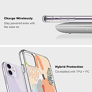 ICEDIO iPhone 11 Case with Screen Protector,Clear with Multi-Colored Painting Patterns for Girls Women,Shockproof Slim Fit TPU Cover Protective Phone Case for Apple iPhone 11 6.1 inch