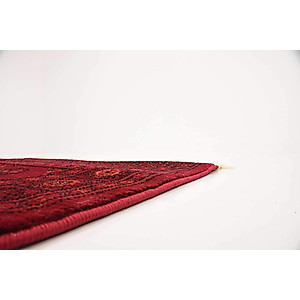 Unique Loom Tekke Collection Over-Dyed Saturated Traditional Torkaman Area Rug, 2 ft 7 in x 10 ft, Red/Burgundy