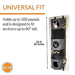 K&H PET PRODUCTS Hangin' Cat Condo Door Mounted Cat Furniture Cat Tree Classy Gray 5 Story High Rise