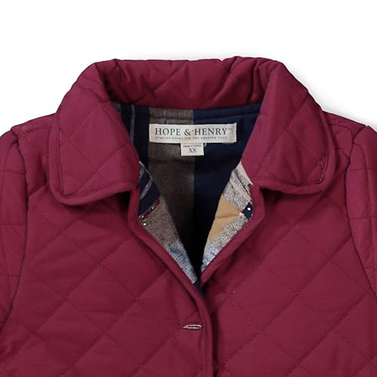 Hope & Henry Girls' Quilted Barn Jacket, Medium (7-8), Raspberry