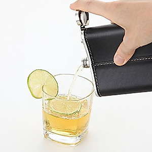 6 Pcs 8-Oz. Black American Flag Flask - Soft Touch Cover and Durable Construction Stainless Steel Leak Proof Classic American Flag Design,Funnel Included