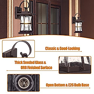 2 Packs Outdoor Wall Light, Oil Rubbed Bronze Exterior Light Fixture Waterproof Porch Sconces Wall Mounted Lighting, Anti-Rust Rustic Wall Sconce for House Garage, Doorway, Front Door Entryway, E26