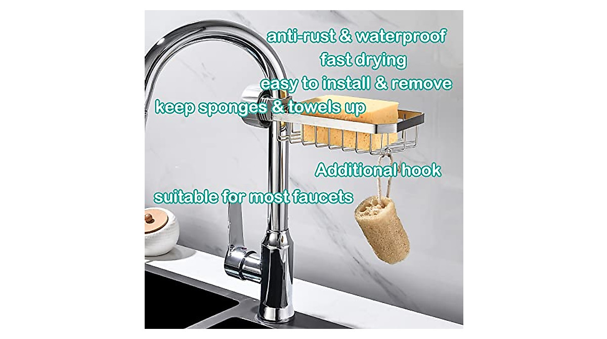 LONIN Stainless Steel Sponge Holder Over Faucet Organizer | Space ...