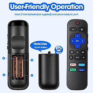 (Pack of 2) Replacement Remote Control Only for Roku TV, Compatible for TCL Roku/Hisense Roku/Onn Roku/Sharp Roku/Element Roku/Westinghouse Roku/Philips Roku Series TVs (Not for Roku Stick and Box)