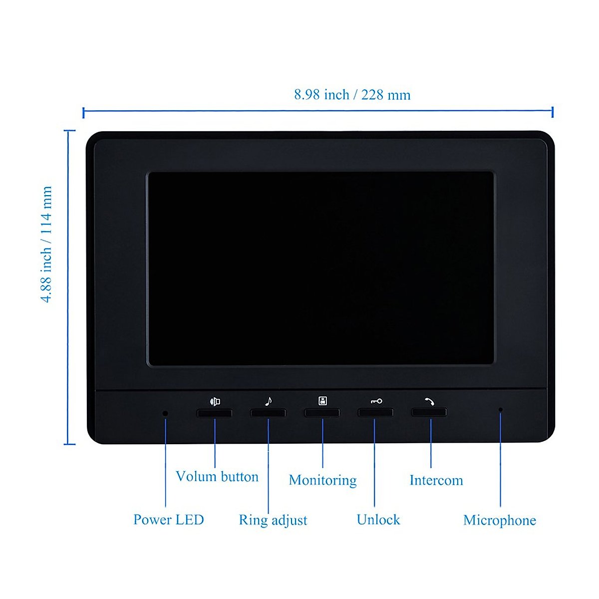 AMOCAM 8 Units Apartment Intercom System, Video Intercom Video Door Phone Kit, HD Camera 7" Monitor with ID keyfobs Unlock for 8 Household or Office