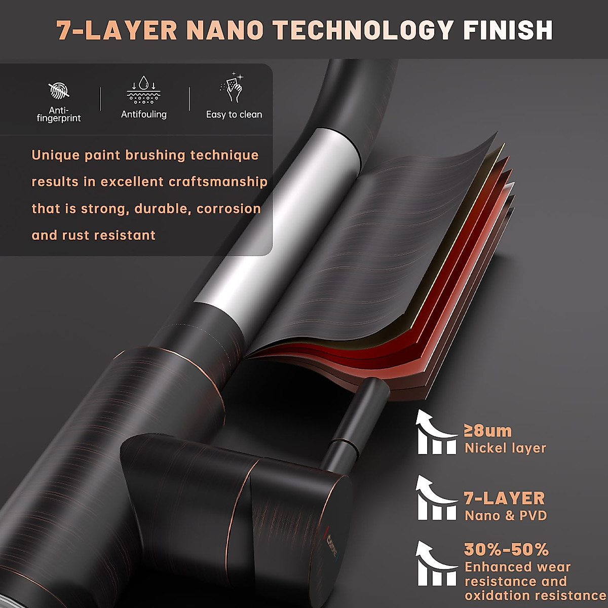 DAYONE Oil Rubbed Bronze Kitchen Faucet and Soap Dispenser, Bronze Kitchen Sink Faucet with Pull Down Sprayer, High Arch Single Handle Sink Faucet for Kitchen