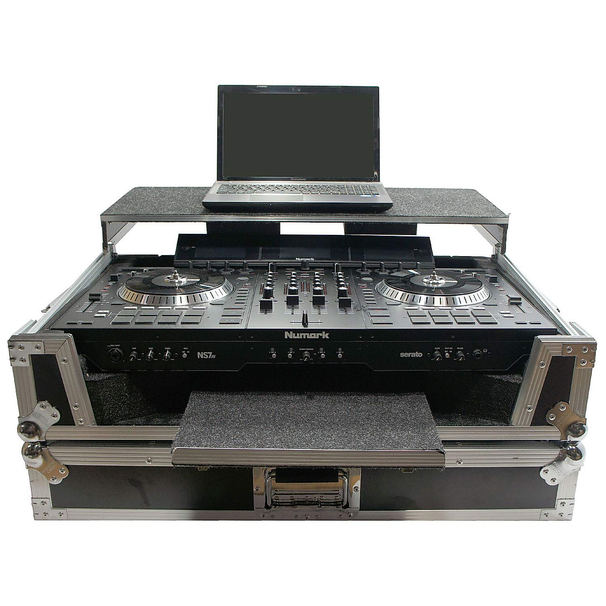 Harmony Audio HCNS7LTWFXTR Flight Glide Laptop Stand Combo DJ Case Compatible with Numark NS7FX