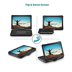 UEME 16''Portable DVD Player with 14''HD Large Screen, Mobile DVD Player for Kids with Rechargeable Battery, Support USB/SD Card/Sync TV and Multiple Disc Formats