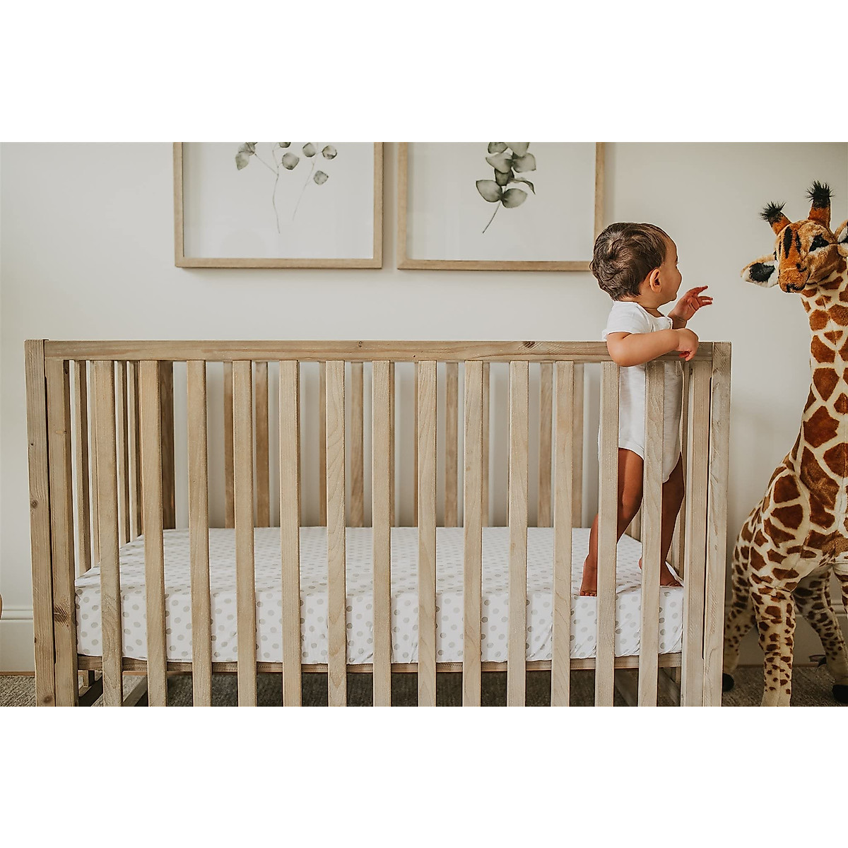 NODNAL CO. 3 Fitted Crib Sheets Gray Set - 100% OEKO-TEX Cotton for Baby Girl/Boy Nursery Bedding - Gender Neutral Chevron, Polka Dot & Stripe - Standard Baby or Toddler Crib Mattress 28”x52”x9” Sheet