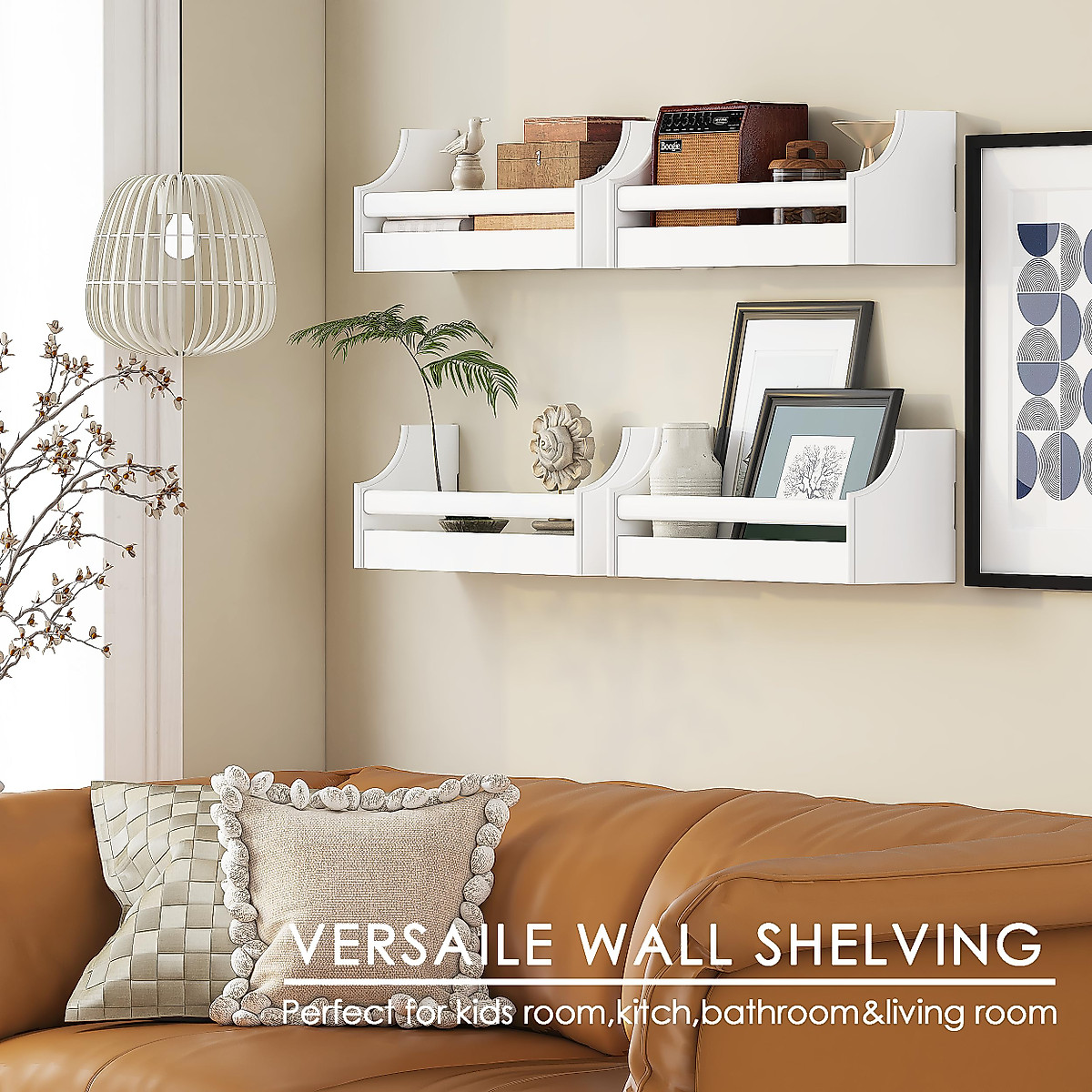 UTEX Nursery Book Shelves for Wall Set of 4, Floating Book Shelf for Kids Rooms, Small Wall Mounted Baby Bookshelf for Nursery Decor Playroom Toy Storage, 16.3 Inch