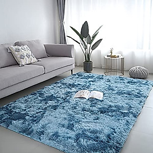 Modern Area Rugs for Bedroom Living Room Ultra Soft Fluffy Throw Carpets for Girls Boys Kids Room Shaggy Fluffy Rugs (2X3Feet, Dark Blue)