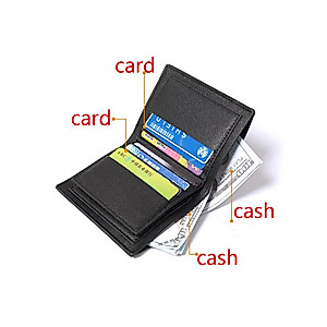 yehert Pu Leather Short Billfold Wallet Credit Card Holder For Wen，Women， Red Hat Logo Black Purse (#2 Red)