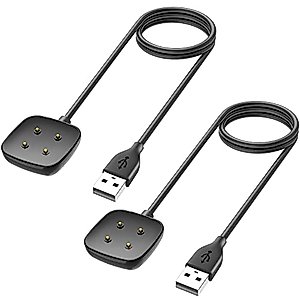 Trami 2 Pack Compatible with Fitbit Sense&Versa 3 Charger, Replacement USB Charging Cable Cord Stand for Versa 3/Versa 4/Sense/Sense 2 Watch,3.3ft+3.3ft