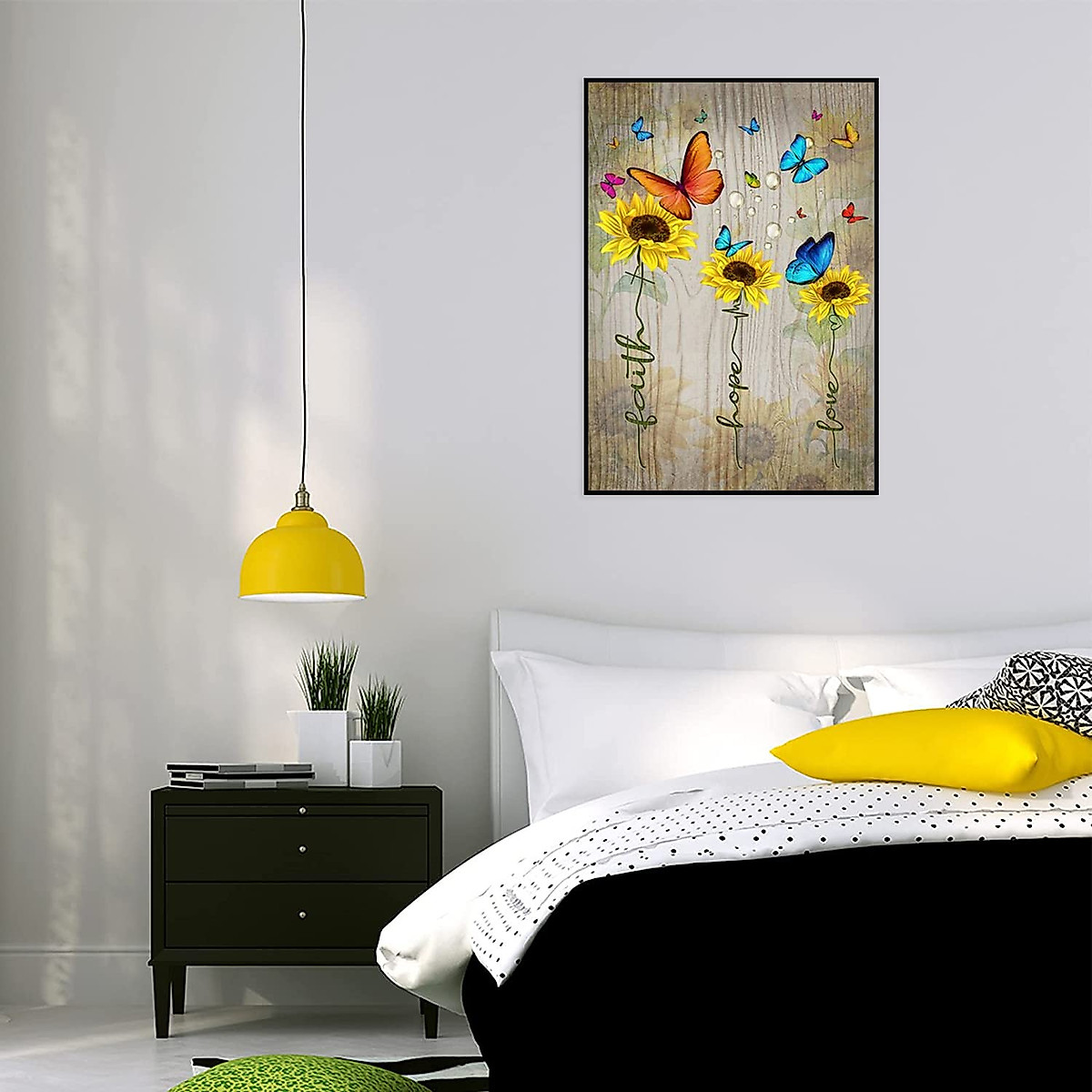 Psinzmk5D Diamond Painting Kits for Adults Sunflowers - DIY Butterfly Diamond Art Paint with Diamonds Round Full Drill Diamond Dots Painting for Adults Beginners Inspirational Gem Art Pictures Art