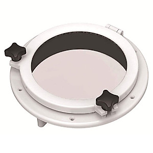Boat Yacht Round Opening Portlight Porthole Replacement Window Port Hole - ABS Tempered Glass with Screws,White (8")