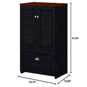 Bush Fairview 41.69-Inch H Storage Cabinet with 3 Shelves, Antique Black/Hansen Cherry (WC53980-03)