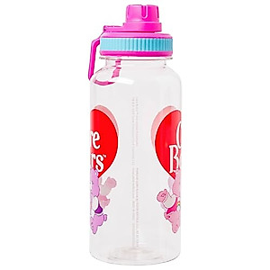 Silver Buffalo Care Bears Plastic Bottle with Sticker Set and Twist Spout Featuring Good Luck Bear, Grumpy Bear, Share Bear, and Cheer Bear, 32 Ounces