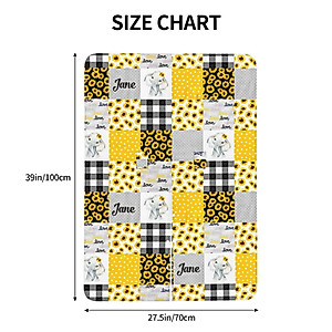 Personalized Elephant and Sunflower Plaid Baby Infant Car Seats Canopy for Babies with Name, Custom Multi-use Blankets for Baby Boys Girls, Peekaboo Minky Nursing Stroller Cover Canopies for Newborn