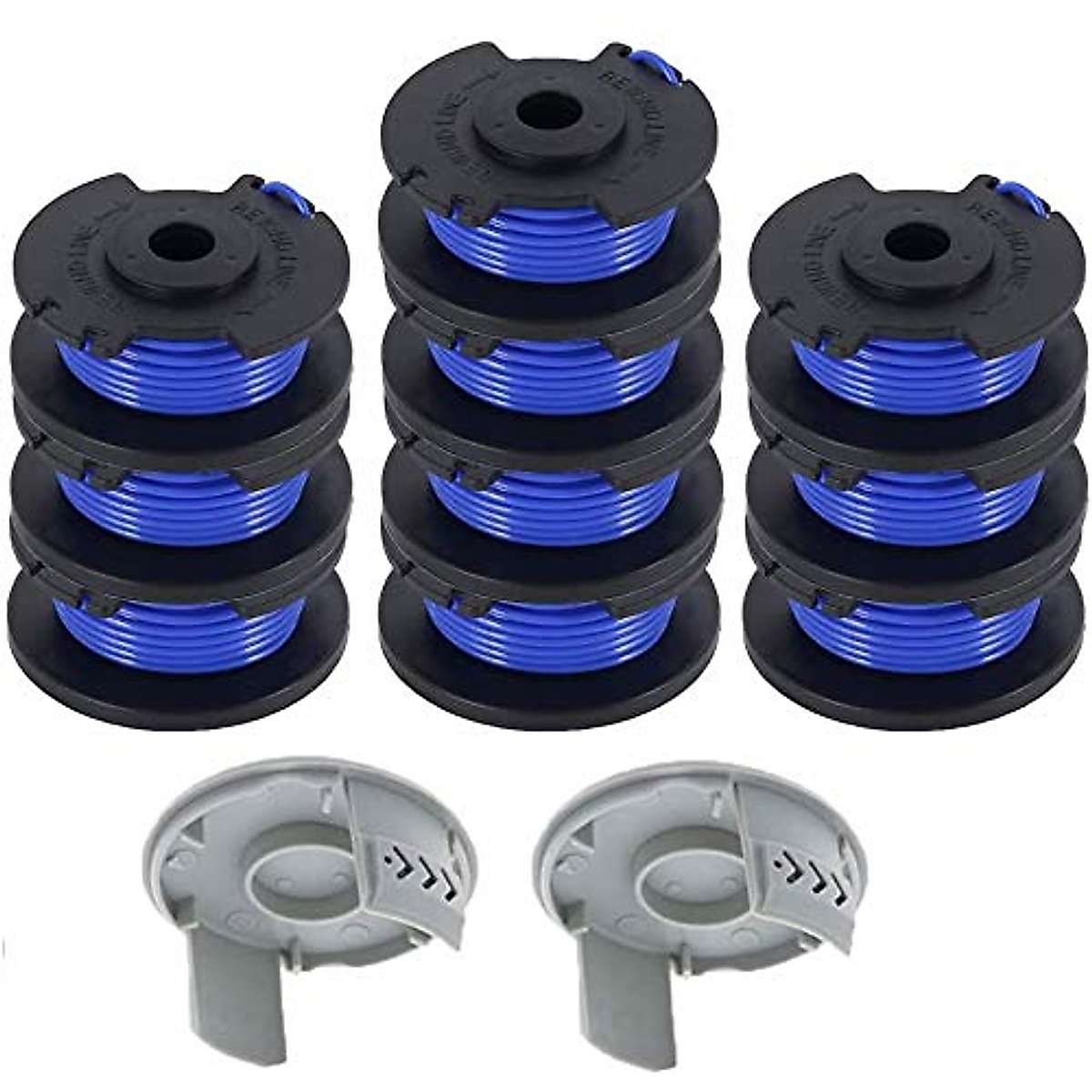 AC14RL3A String Trimmer Replacement Spool Line with 522994001 Cap for Ryobi One+ 24V, 18V, and 40V Cordless Trimmers, 0.065" Autofeed Replacement Spool- (12 Pack)