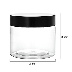 Tosnail 24 Pack 5 oz Clear Plastic Jars with Black Lids, Leak-Proof Round Food Safe Storage Container Can for Kitchen Use, Beauty Products, Spices and More