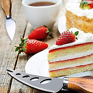 Cheese Knife, ONIPU 6-Piece Wood Handle Stainless Steel Cheese Knife Set, Cheese Accessories Knives, Cut, Slice, Shave Spread All Kinds of Hard and Soft Cheese Tool, Gift Box Serving for All Occasions