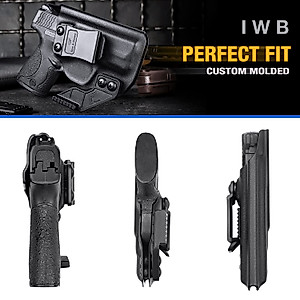 IWB Kydex Holsters Compatible with Smith and Wesson M&P Shield 9mm/.40, Inside Waistband Concealed Carry S&W Shield IWB Holster, Adj. Retention, RH